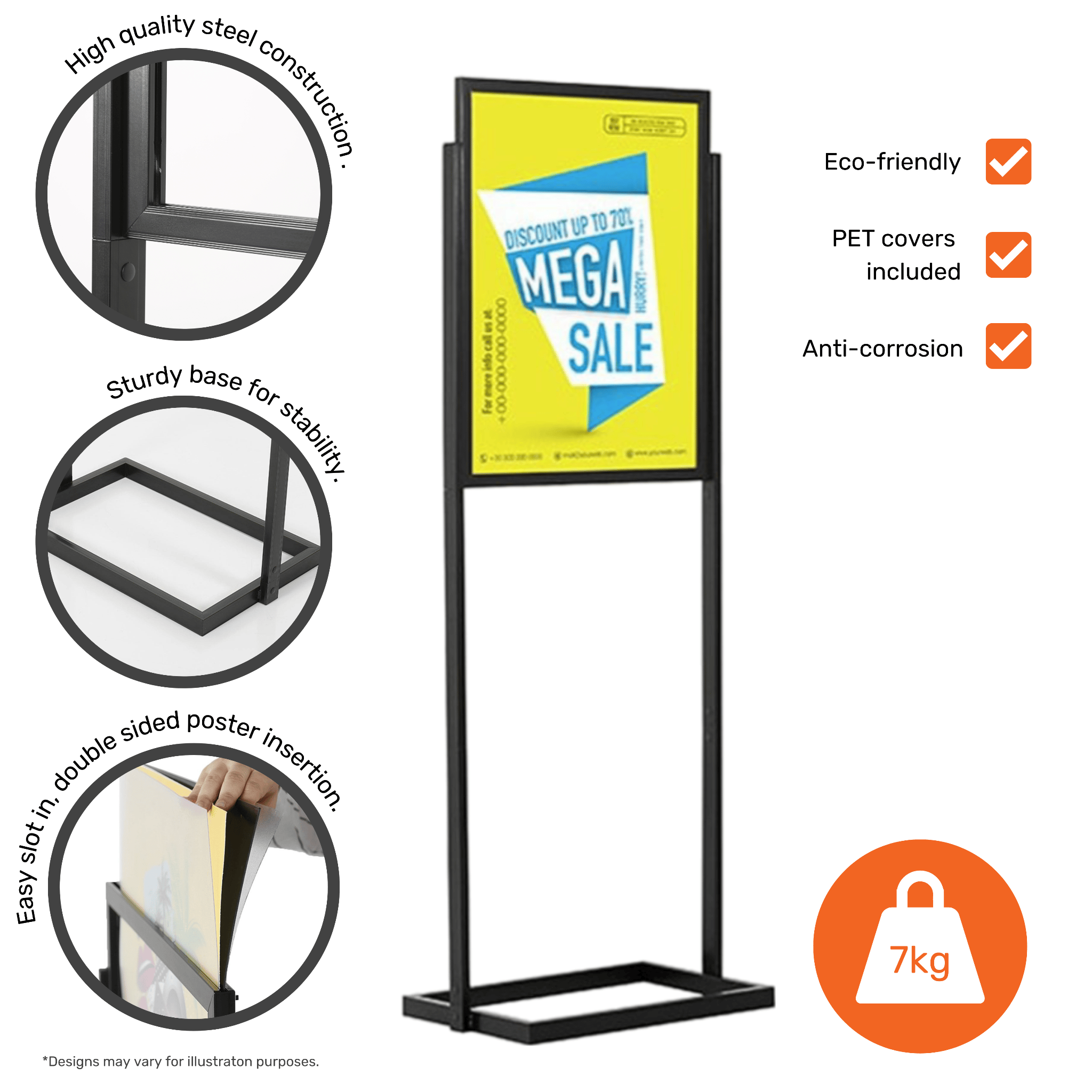 Standing Poster Board Metal Stand Displays 22" X 28" Posters In Style!