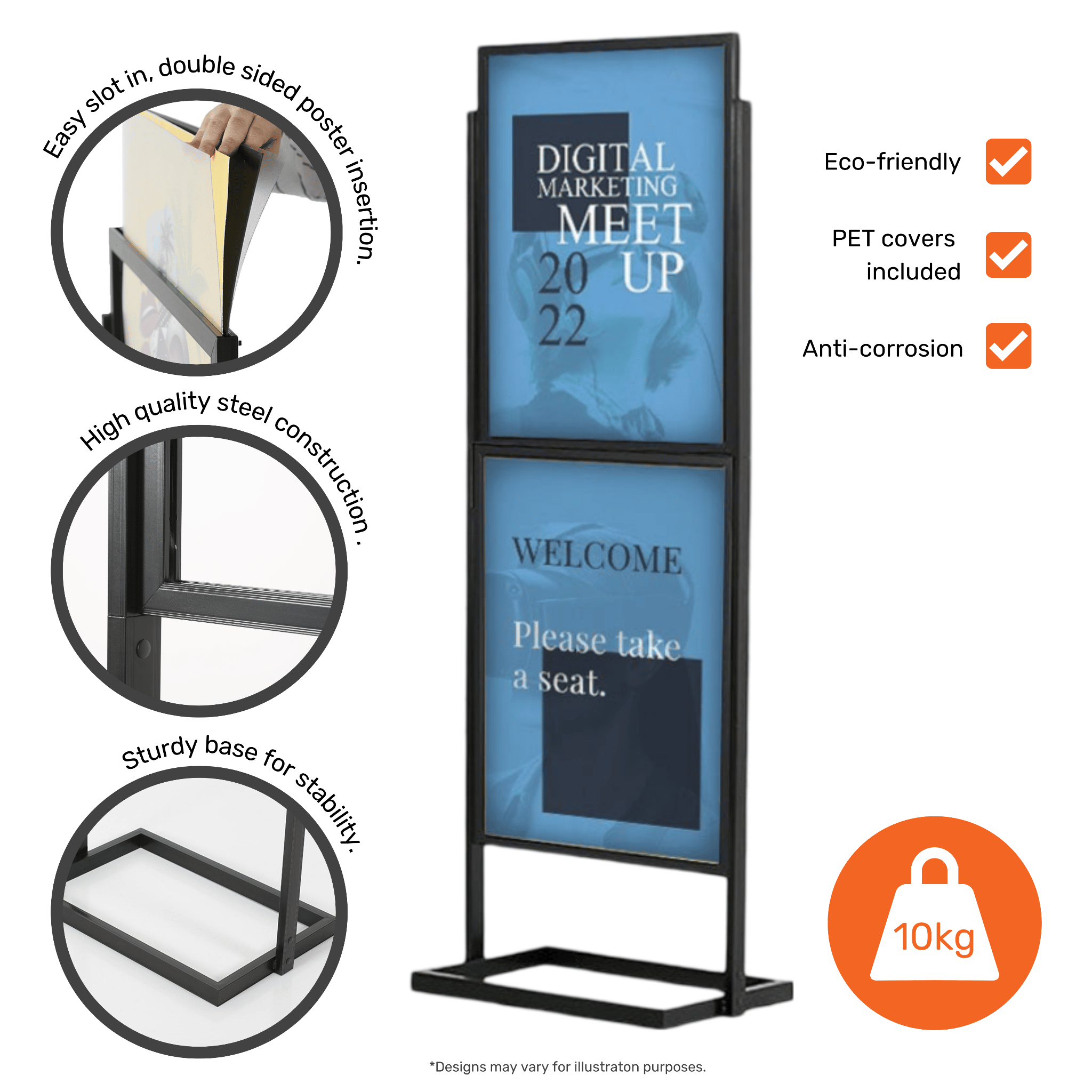 Standing Poster Board Metal Stand Displays 22" X 28" Posters In Style!