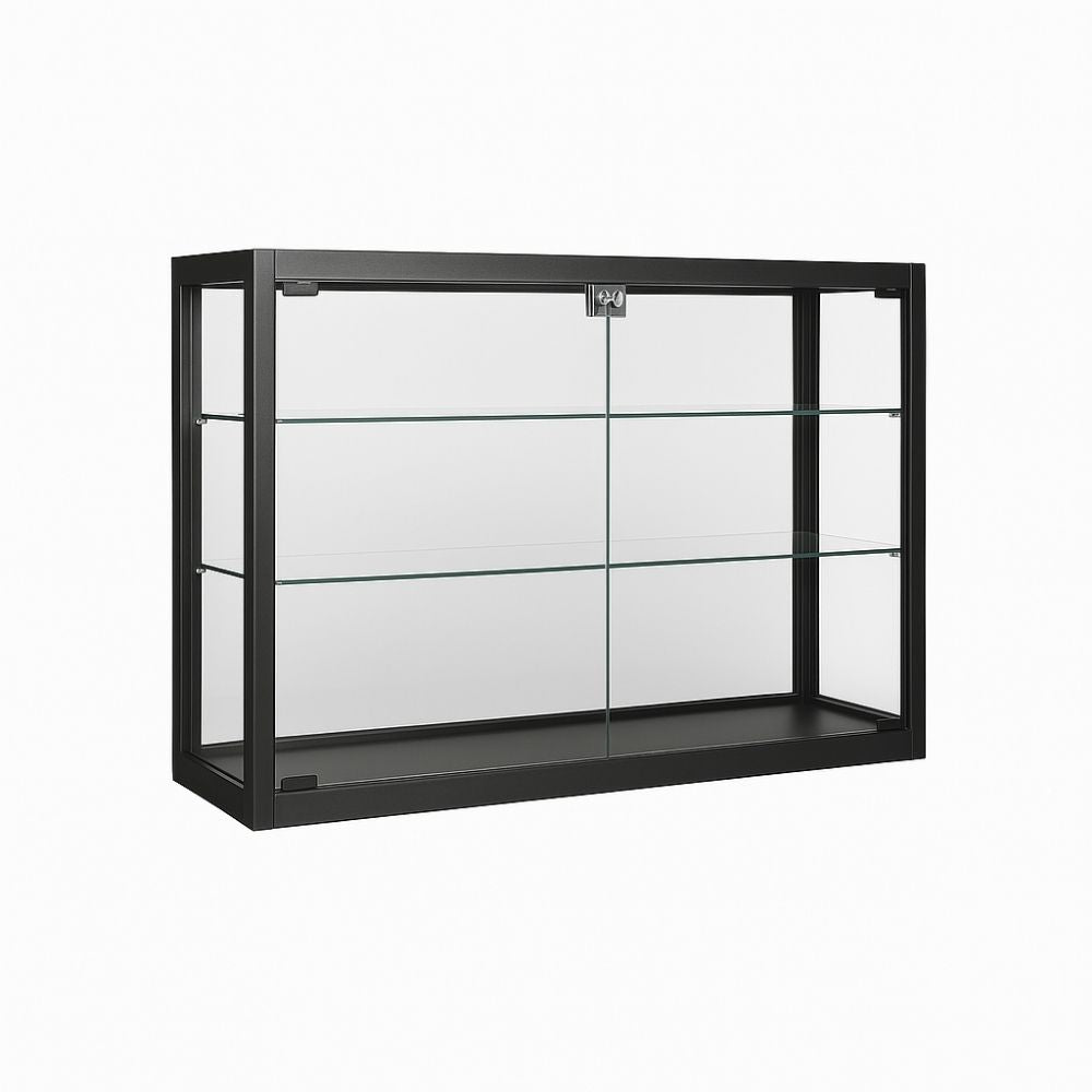 Lighted Wall Mounted Display Cabinet 1000mm Black Wall Mount LED