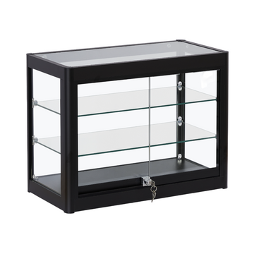 Black Lockable Glass Counter Top Display Cabinet | Displaysense