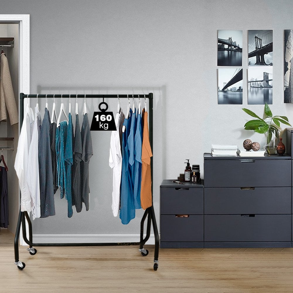 4ft Black Heavy Duty Clothes Rail 160kg Load Capacity | Displaysense
