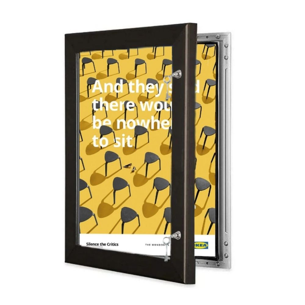 A2 Black Lockable Weatherproof Black Poster Case | Displaysense
